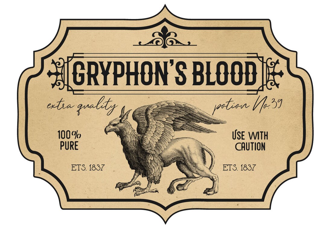 Gryphon's Blood Halloween Potion Label Sticker - Etsy