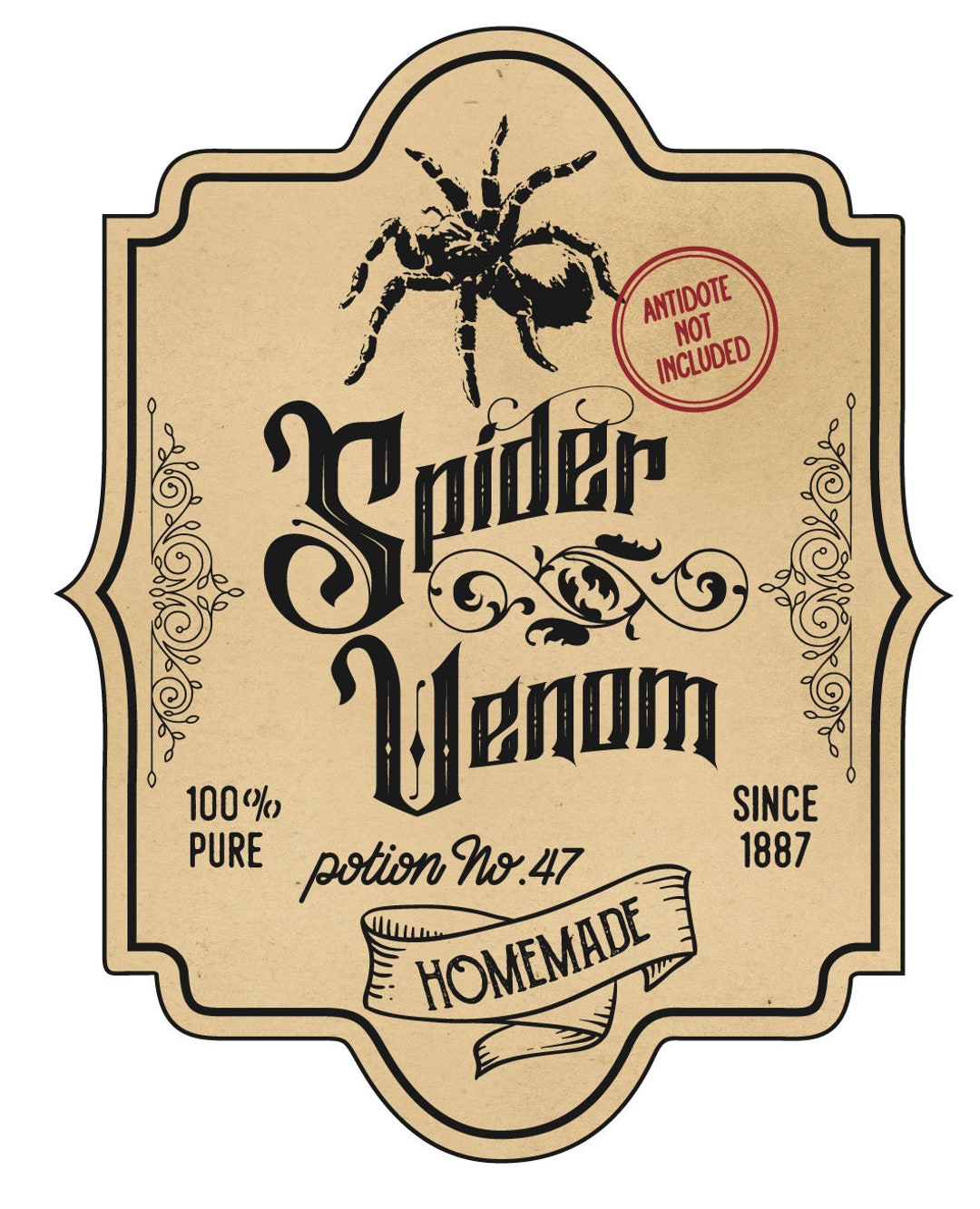 Spider Venom Halloween Themed Potion Label Vinyl Sticker - Etsy