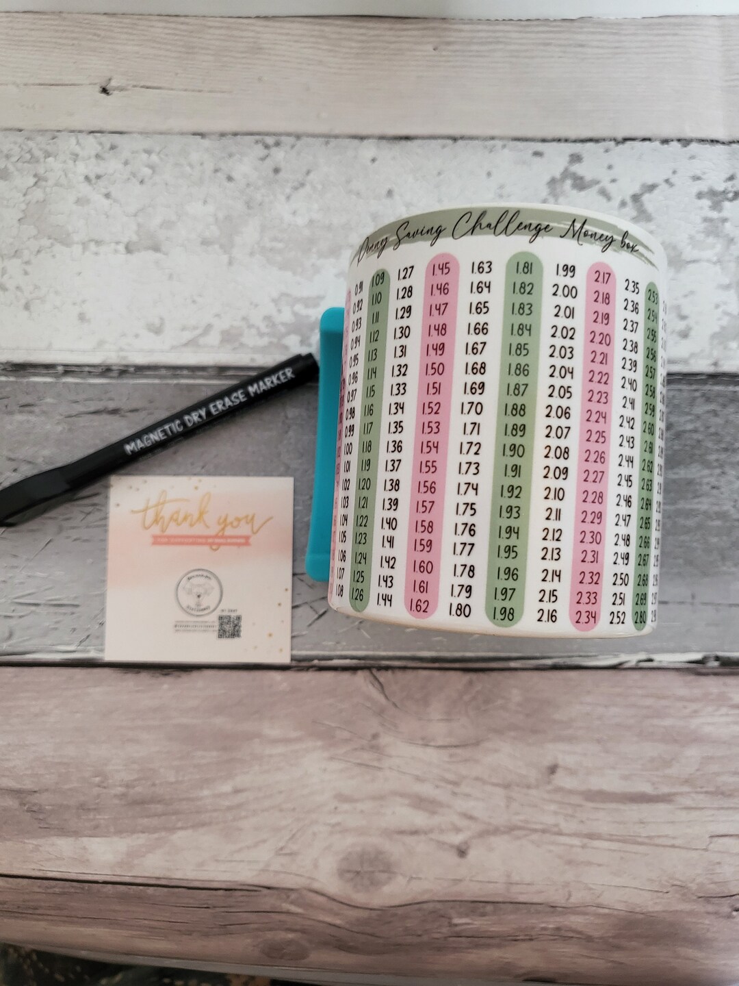 Penny Saving Challenge Ceramic Money Box: Reusable Tracker With Marker ...