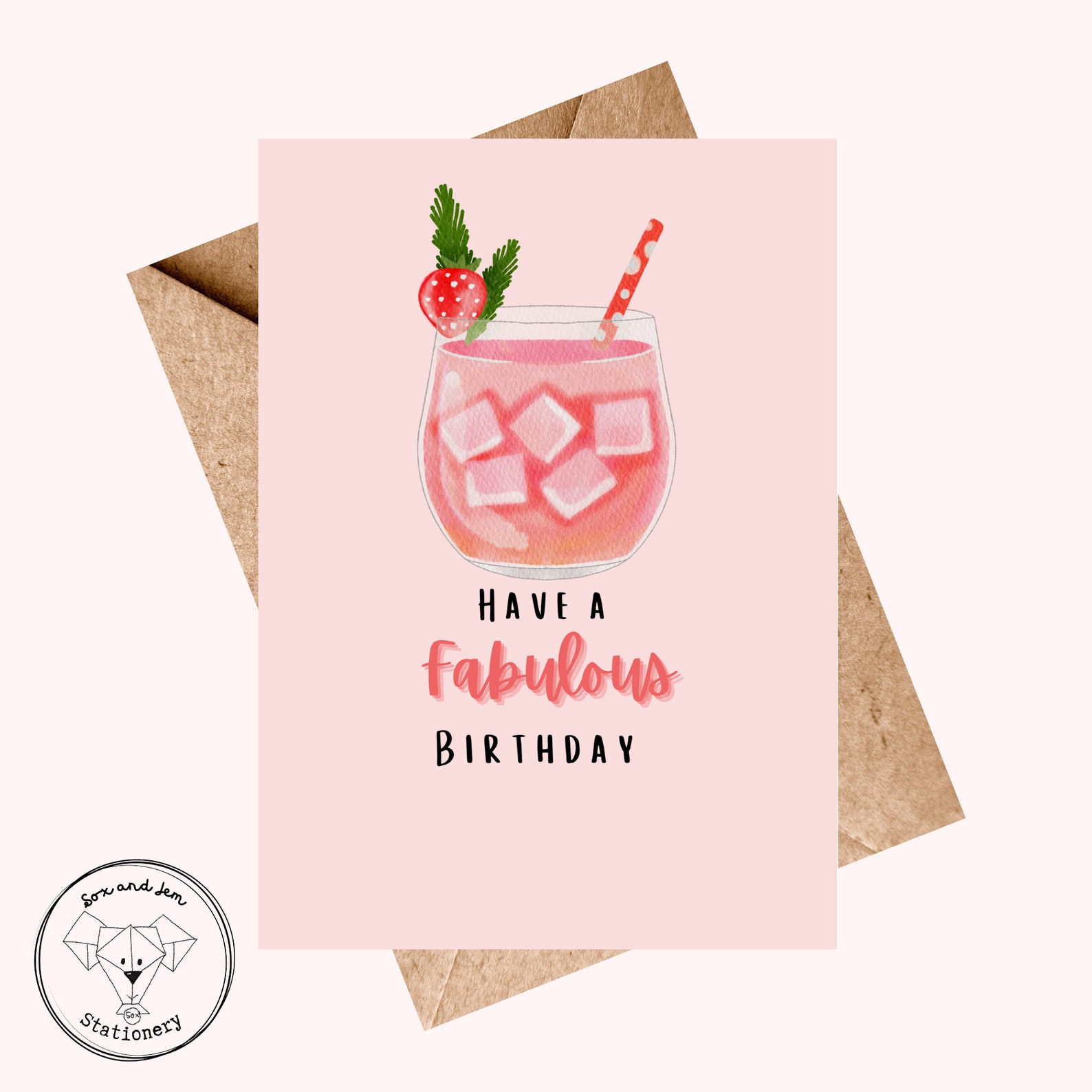 Cocktail Happy Birthday Card: Illustrated Gin Card - Etsy