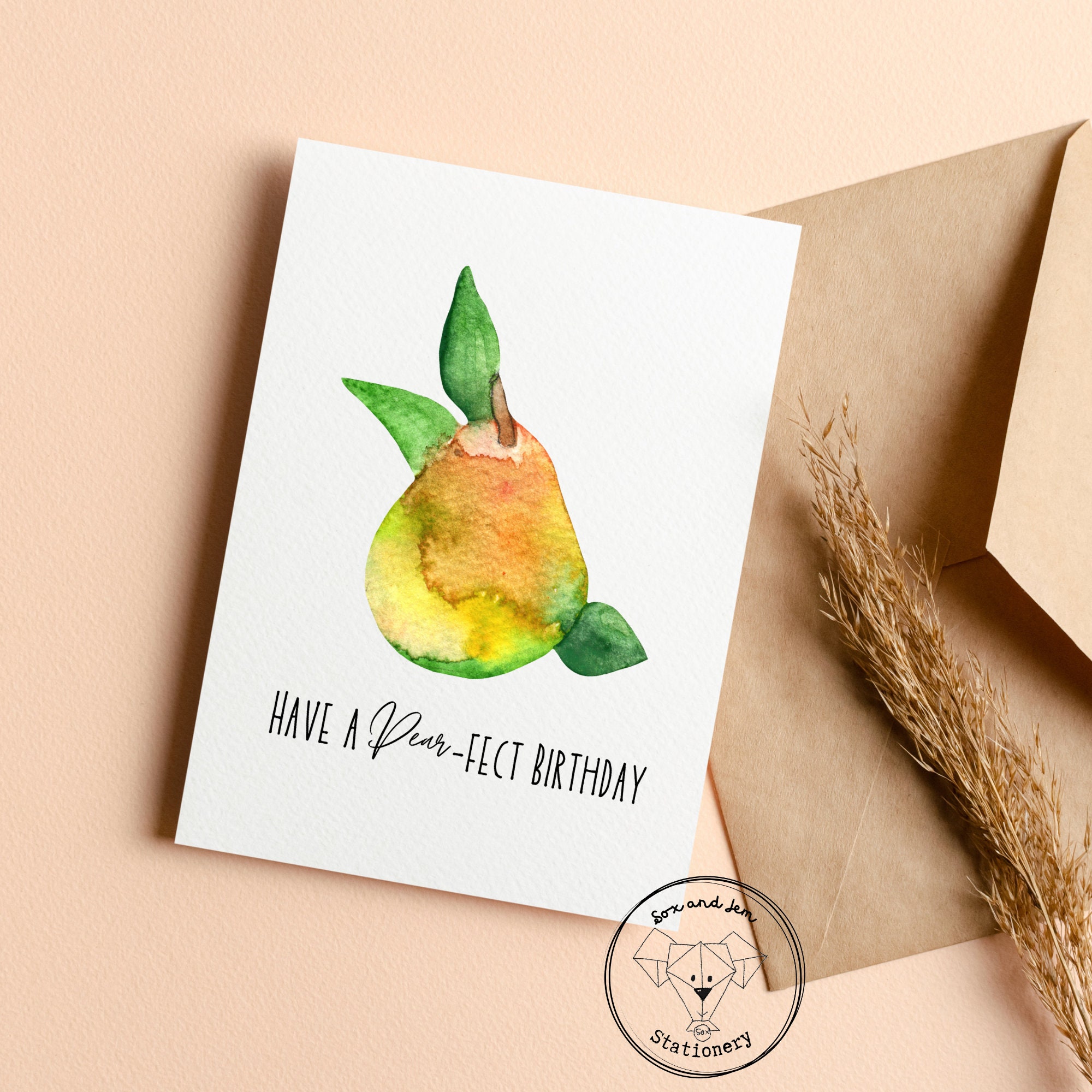 Funny Pear Pun Birthday Card: Blank Inside - Etsy