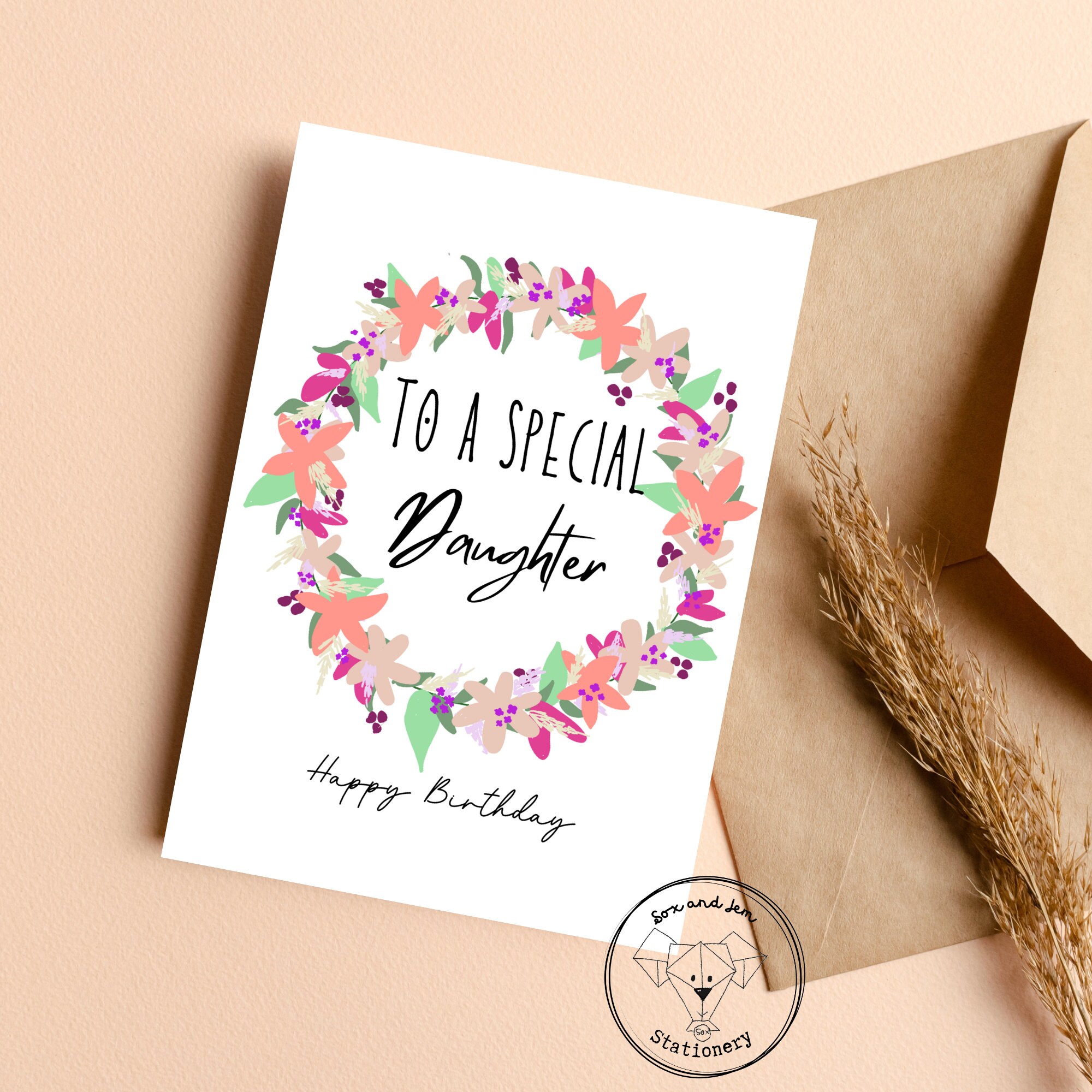 Daughter Birthday Card Happy Birthday Card Illustrated Birthday Card ...