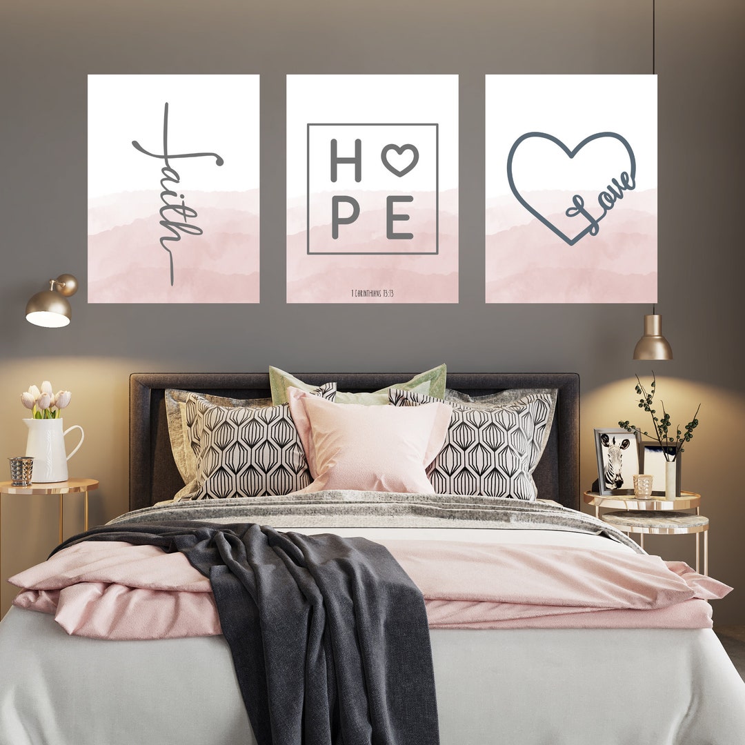 Faith Hope Love Poster Set: Christian Wall Art, Bible Verse Prints - Etsy