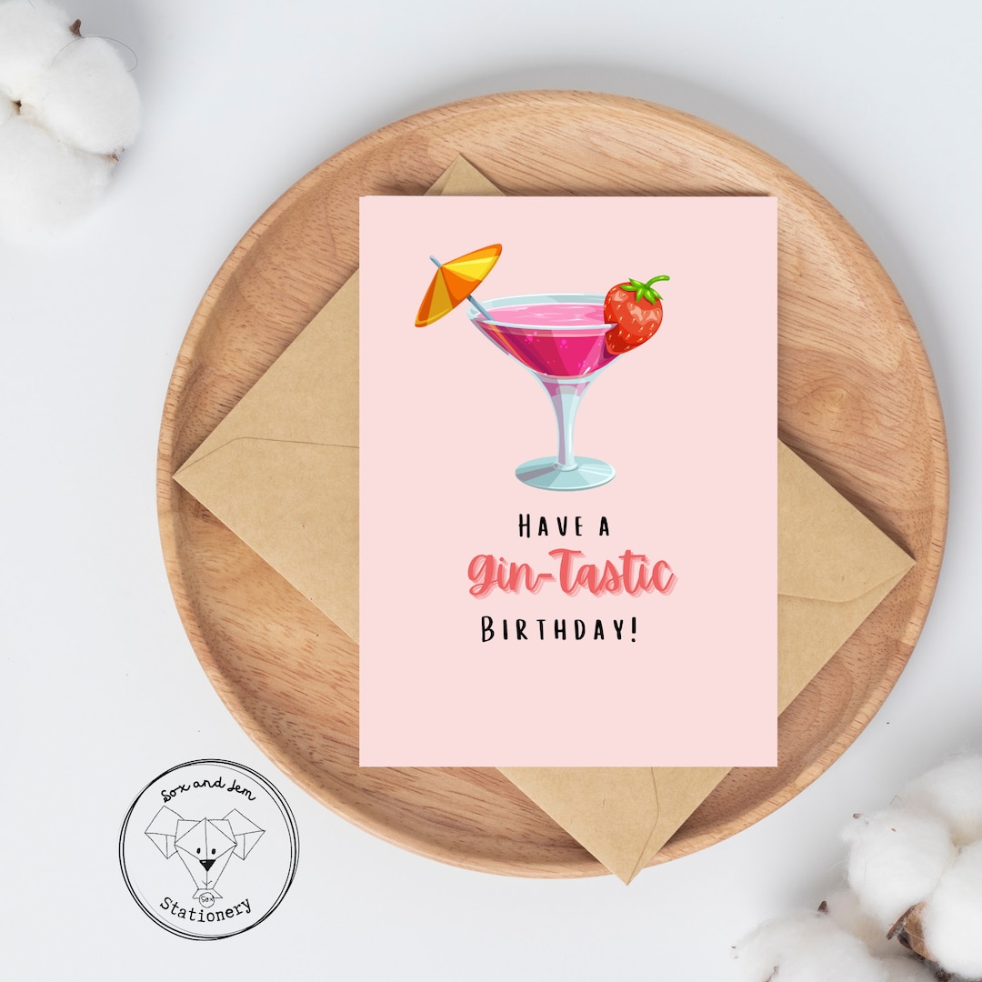 Gin-tastic Birthday Card Happy Birthday Card Illustrated Birthday Card ...