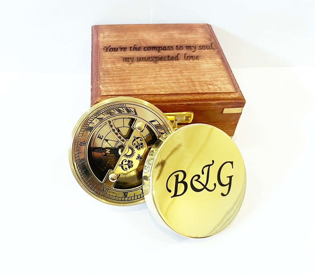 Personalized Sundial Compass, Engrave Compass, Wedding Anniversary Gift ...