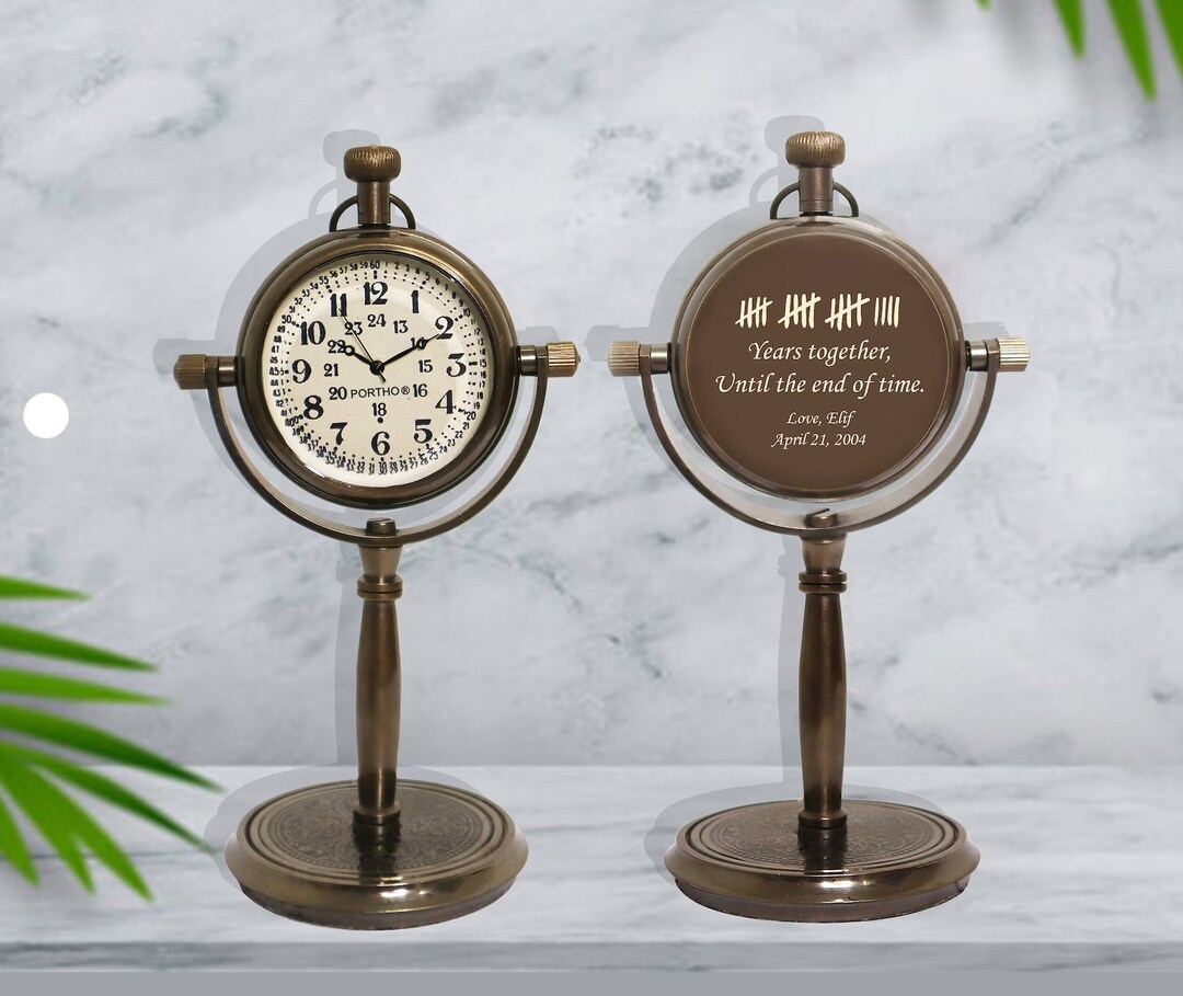 Bronze Desk Clock for 19th Anniversary, Custom Bronze Anniversary Gift ...