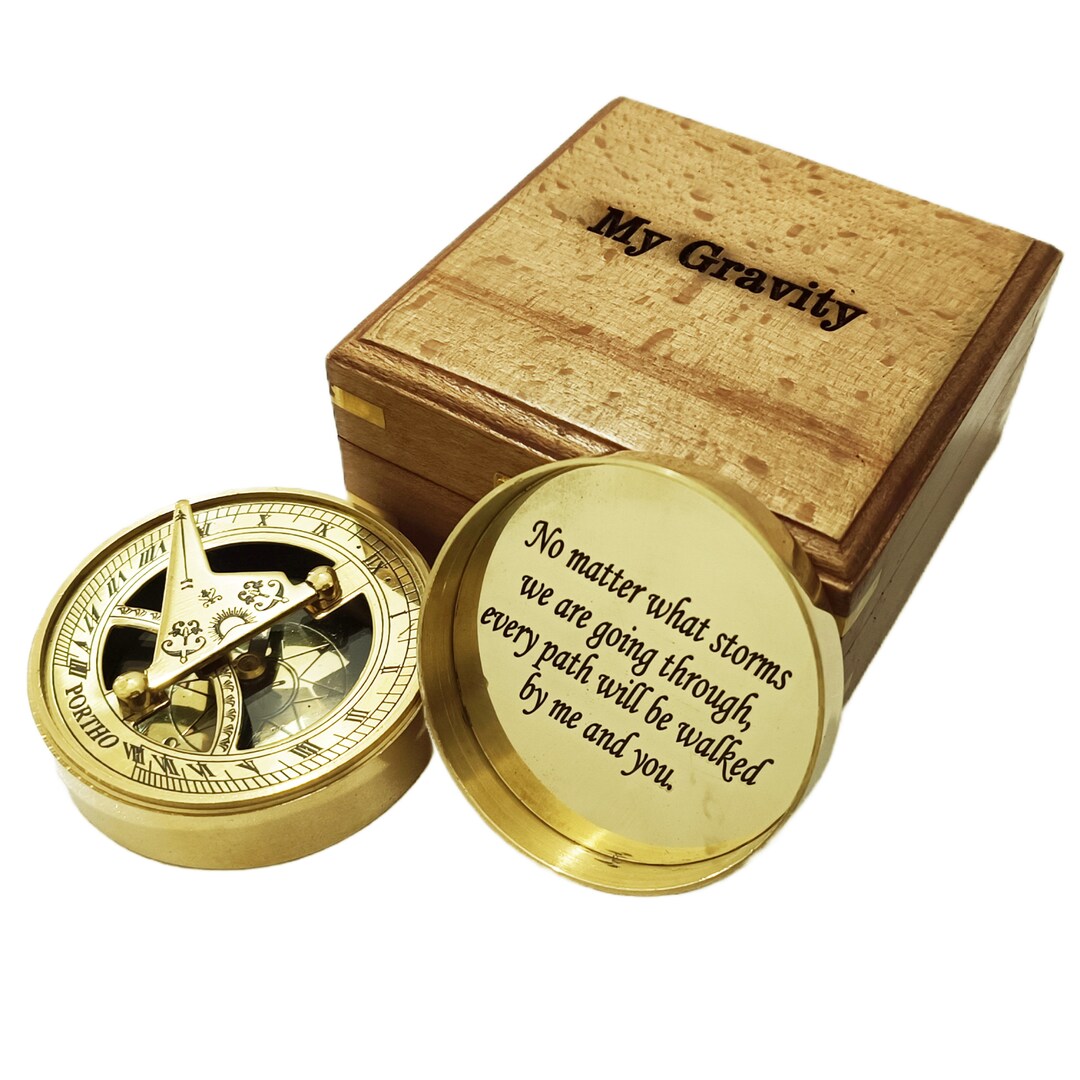 Personalized Iconic Compass, Engraved Sundial Compass, Anniversary Gift ...