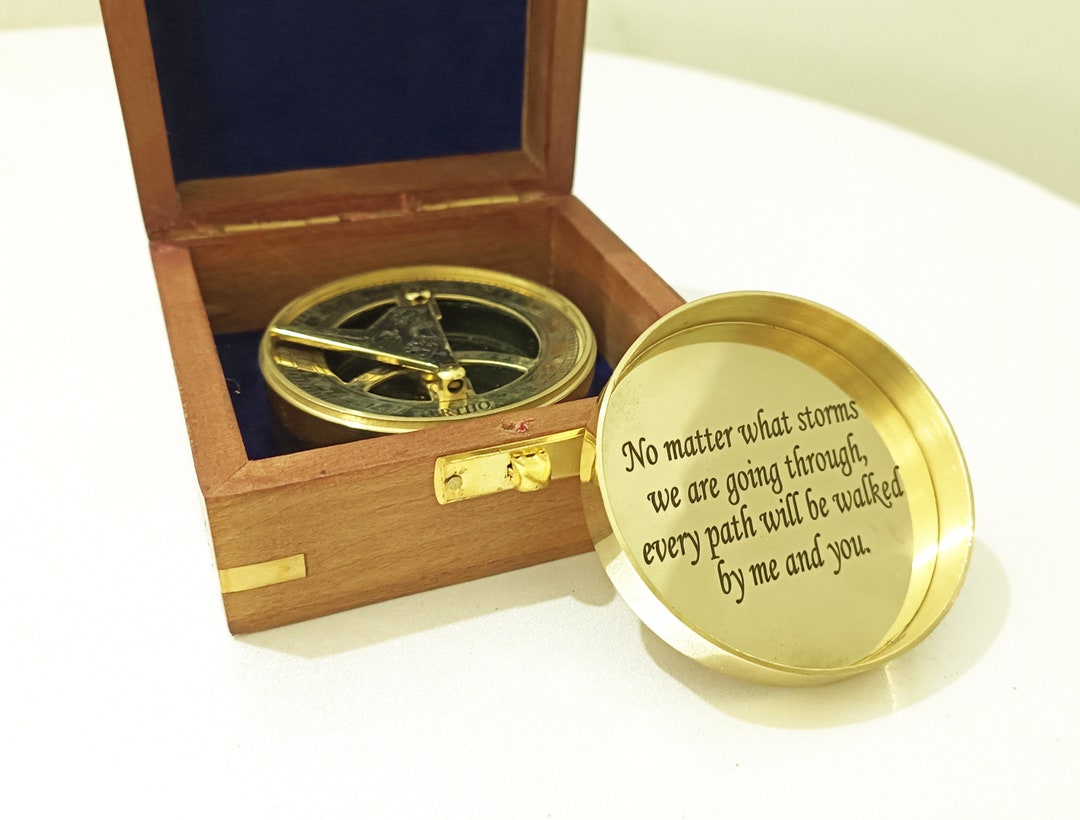 Personalized Working Iconic Sundial Compass, Engraved Compass ...