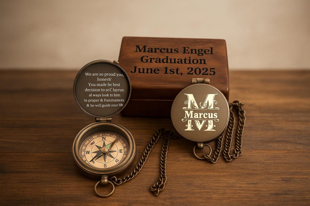 Personalized Brass Compass, Baptism Gift for Boys, Graduation Gift ...