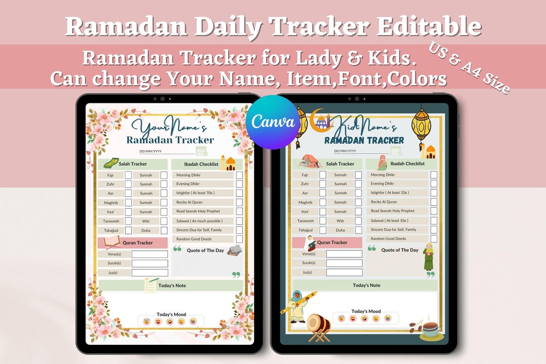 Ramadan Eid Daily Tracker, Mood Tracker, Kids, Women, Nursery, Quran ...