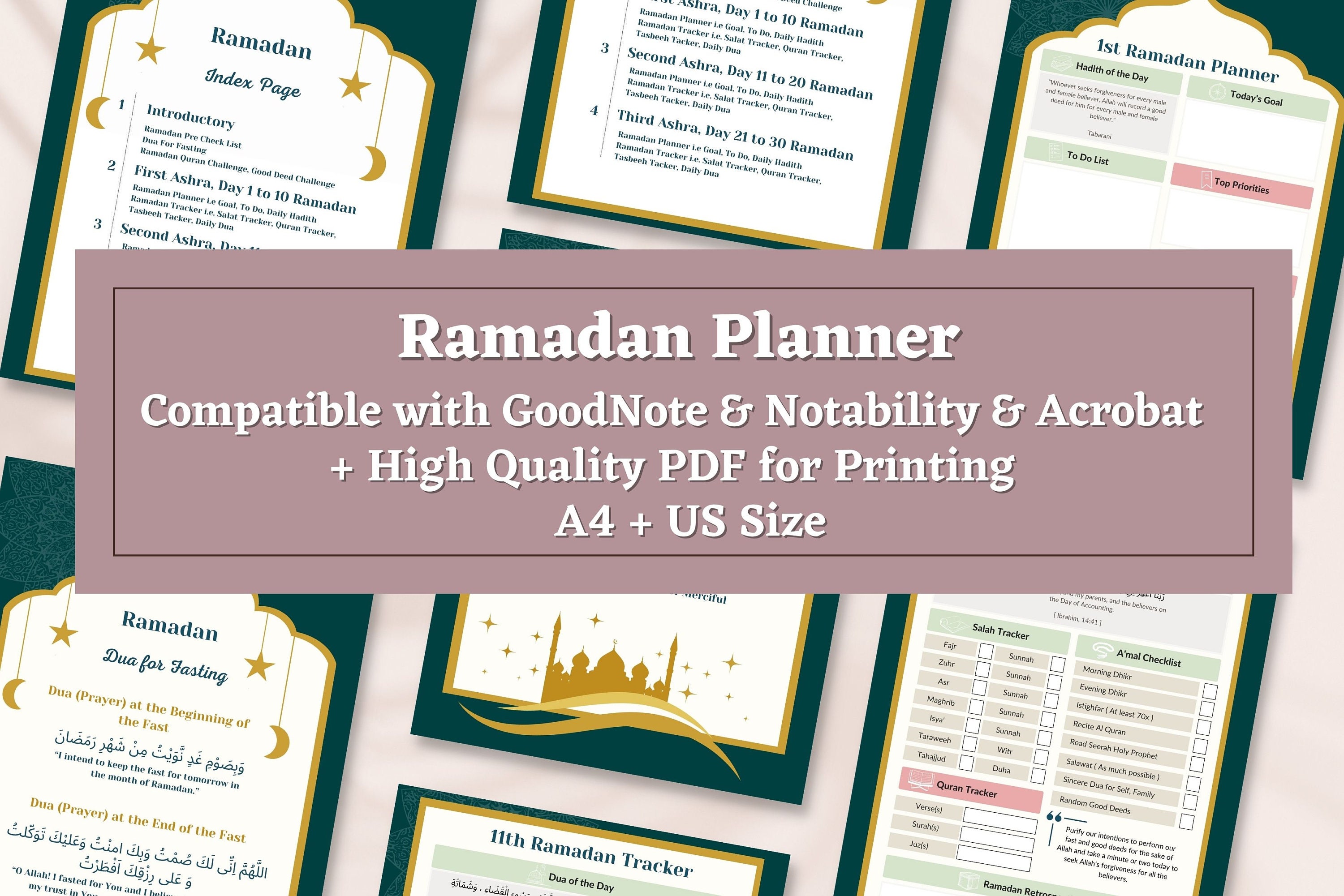 Digital Undated Ramadan Planner, Islamic Journal, Bundle, Printable ...