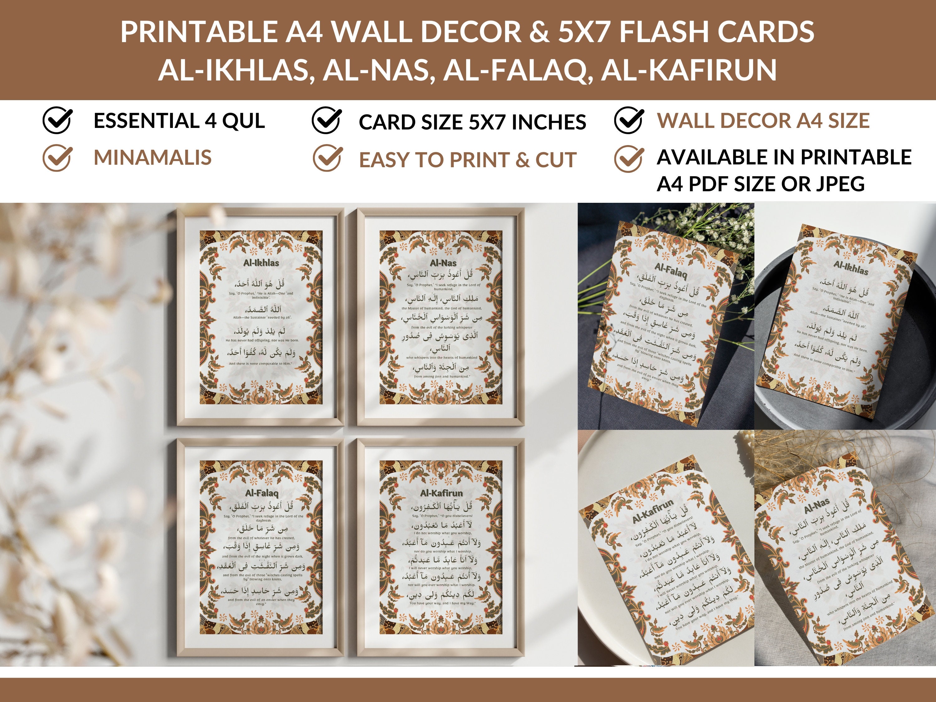 Surah Flash Cards Floral Surah for Kid Juz Amma Dua - Etsy
