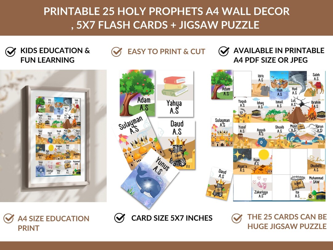 25 Profetas en el Islam imprimibles, Profetas musulmanes, Tarjetas ...