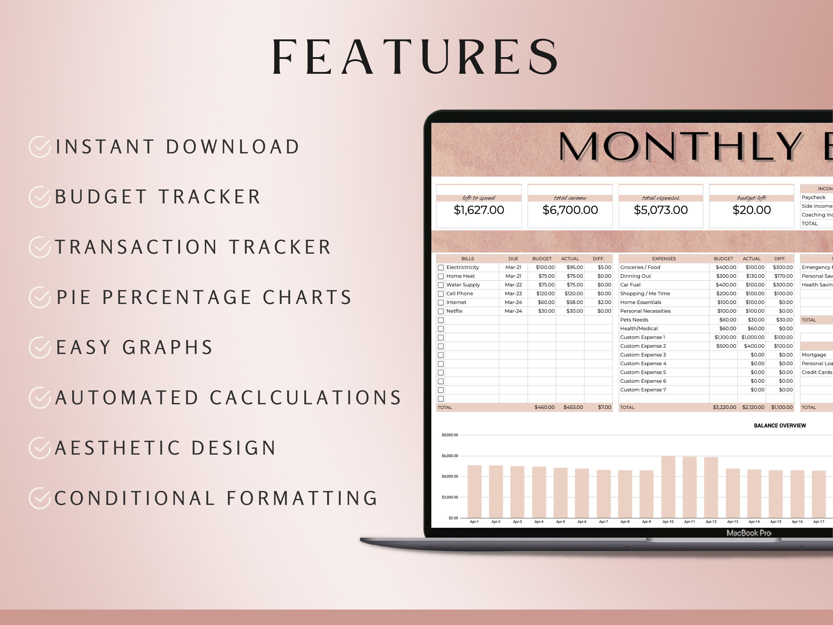 Google Sheets Budget Template Monthly Spreadsheet, Google Sheets ...