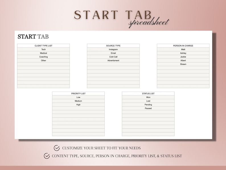 Client Tracker Spreadsheet, Client Management Google Sheets, Small ...