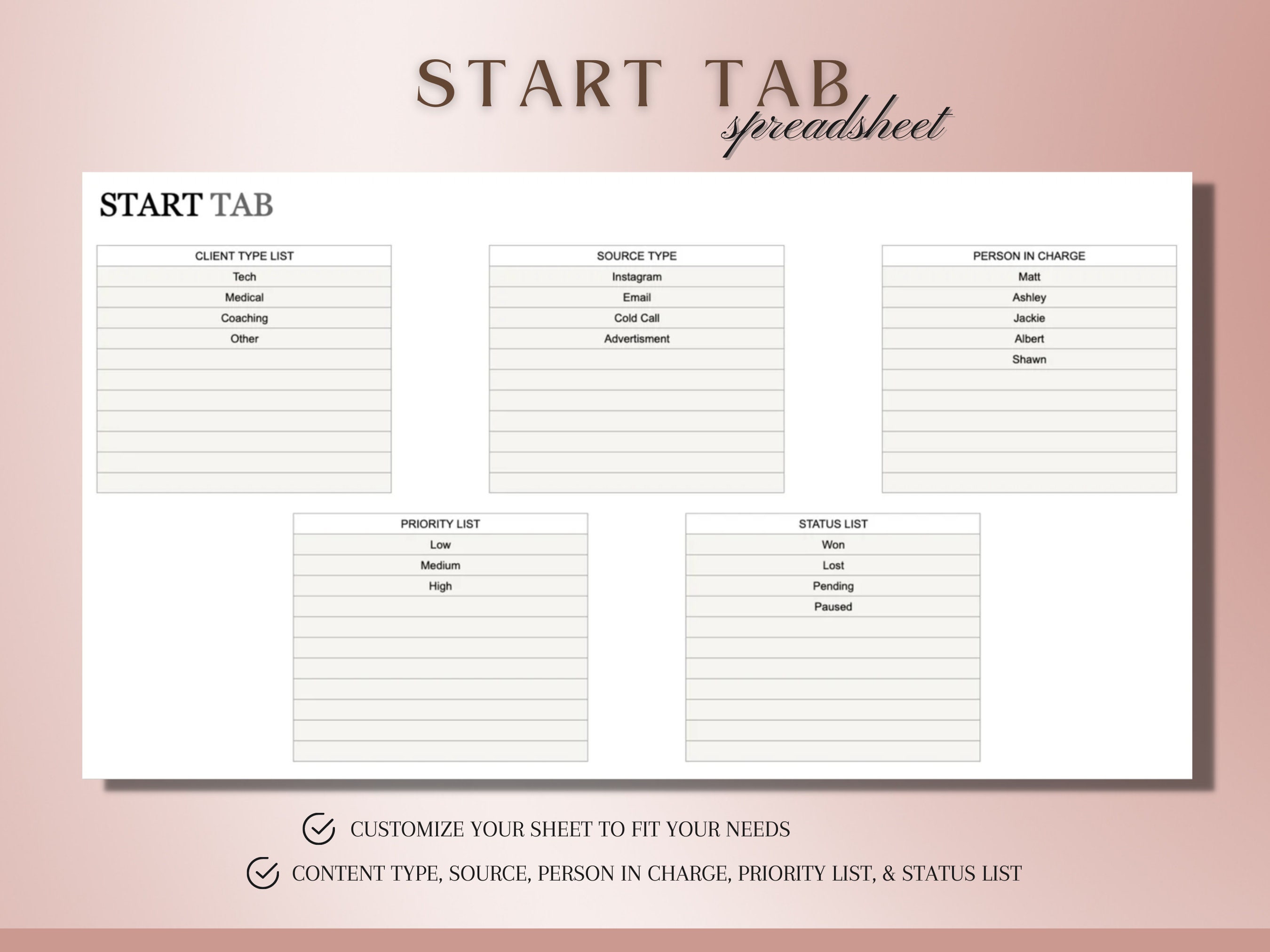 Client Tracker Spreadsheet, Client Management Google Sheets, Small ...