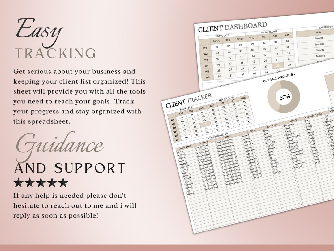 Client Tracker Spreadsheet, Client Management Google Sheets, Small ...