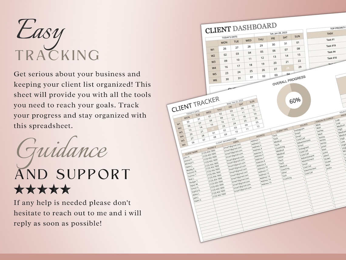 Client Tracker Spreadsheet, Client Management Google Sheets, Small ...
