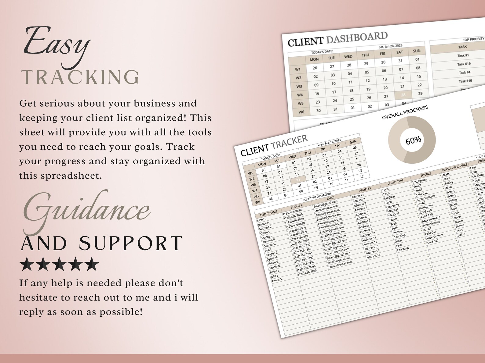 Client Tracker Spreadsheet, Client Management Google Sheets, Small ...