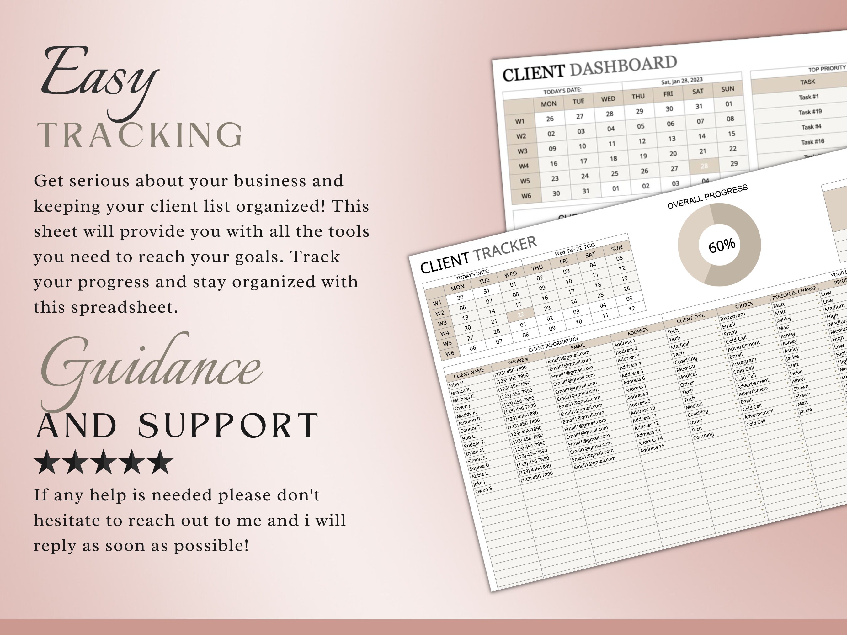 Client Tracker Spreadsheet, Client Management Google Sheets, Small ...