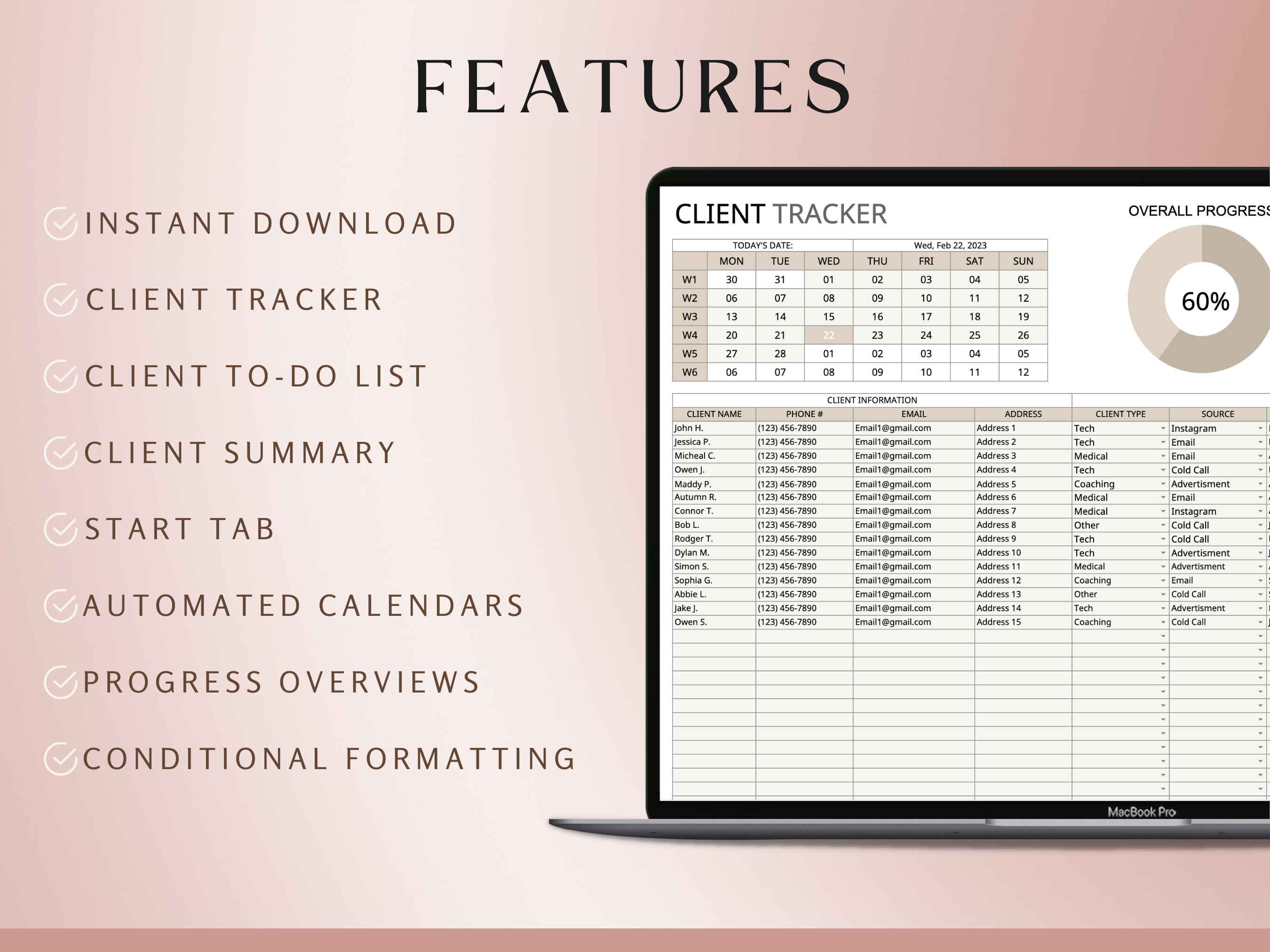 Client Tracker Spreadsheet, Client Management Google Sheets, Small ...