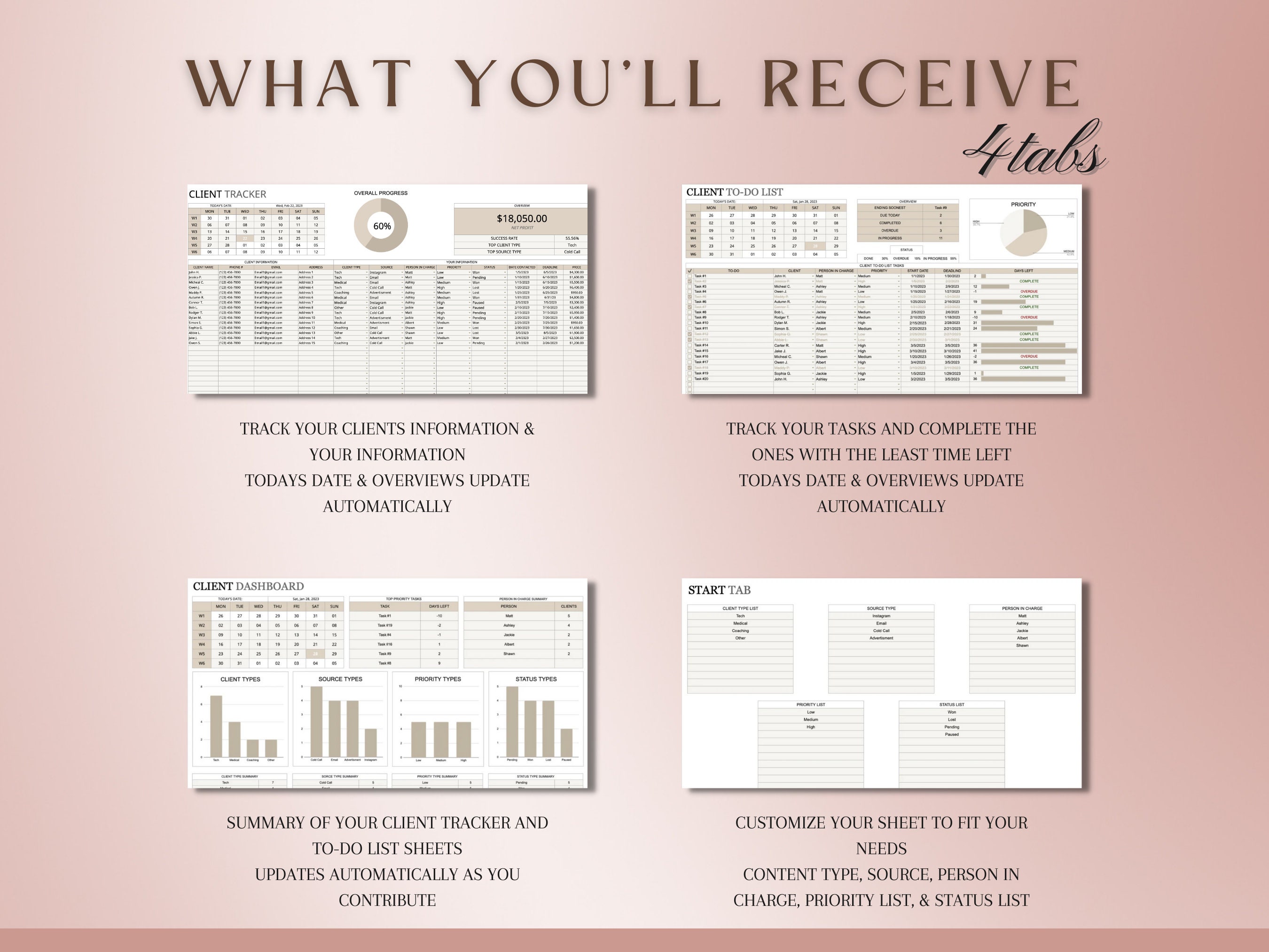 Client Tracker Spreadsheet, Client Management Google Sheets, Small ...