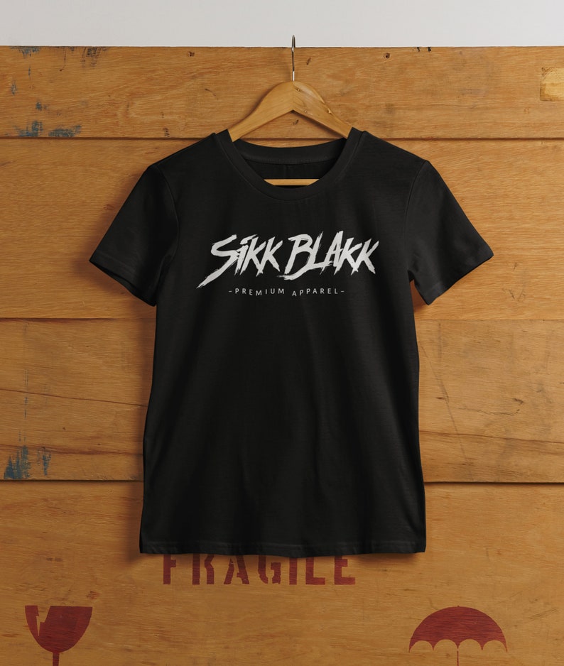 Sikk Blakk Shirt Old Logo Black White Women Ladies Print Graphic Print ...