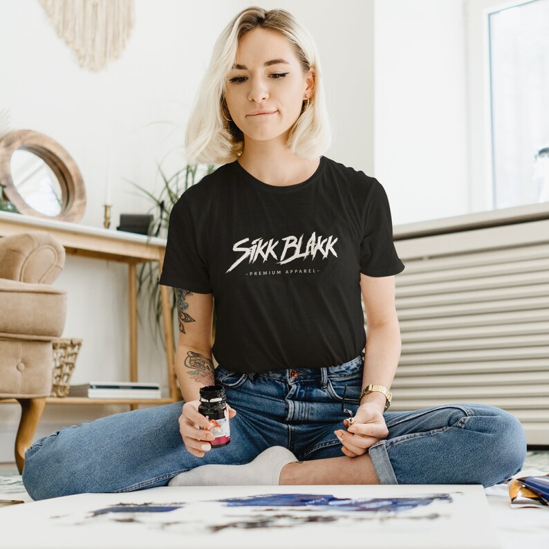 Sikk Blakk Shirt Old Logo Black White Women Ladies Print Graphic Print ...