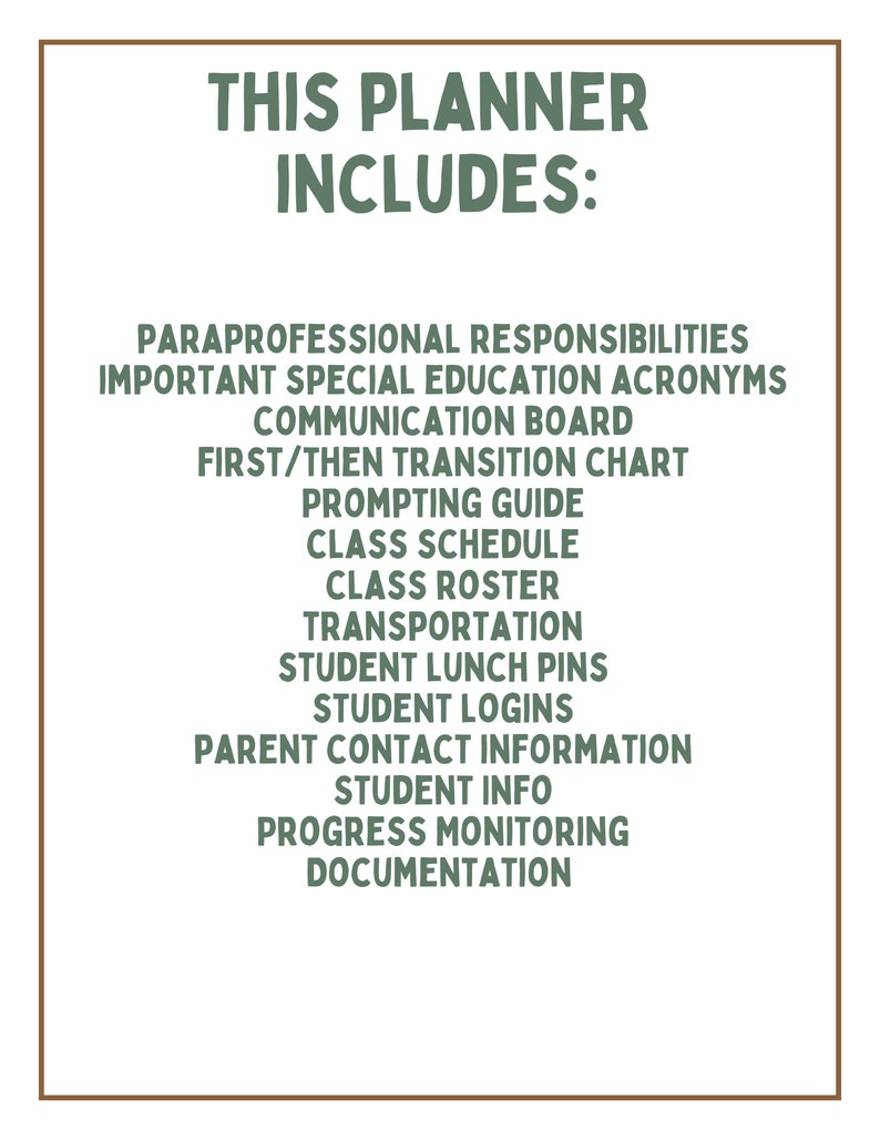 Printable Paraprofessional Planner - Etsy