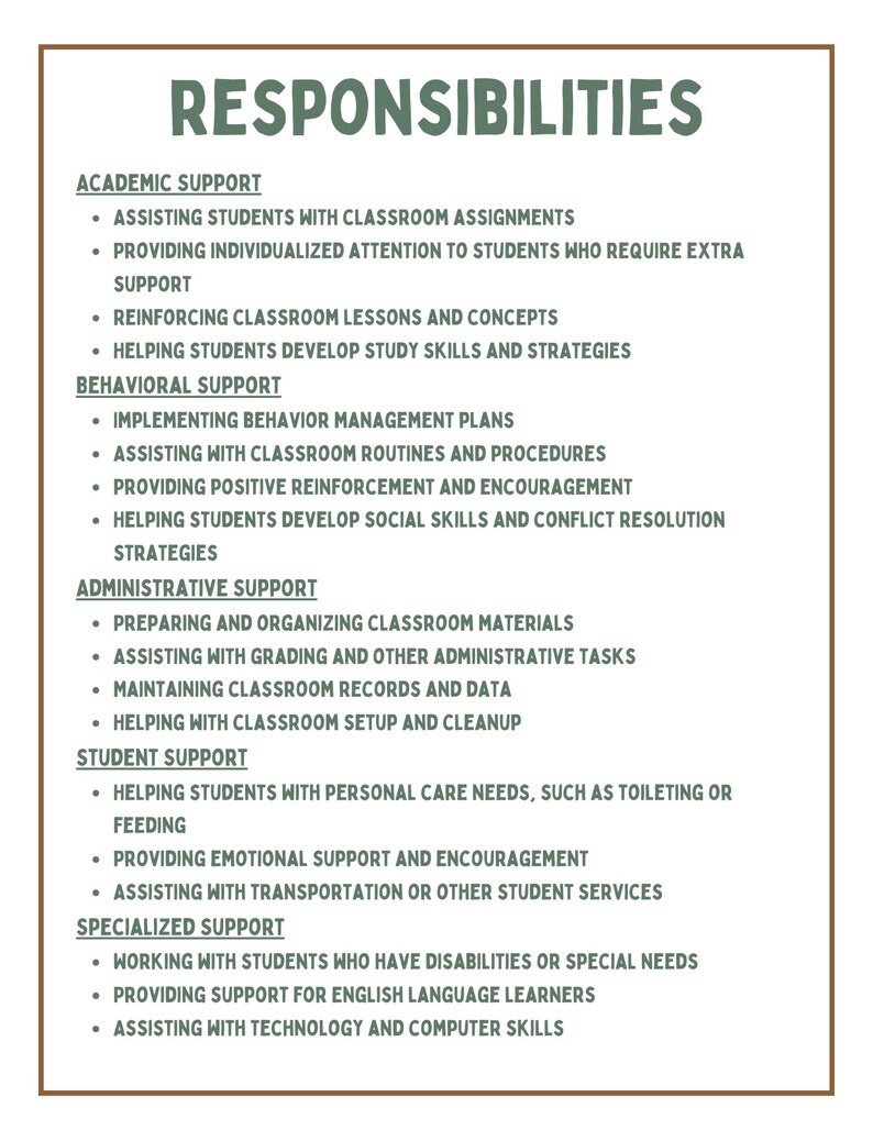 Printable Paraprofessional Planner - Etsy