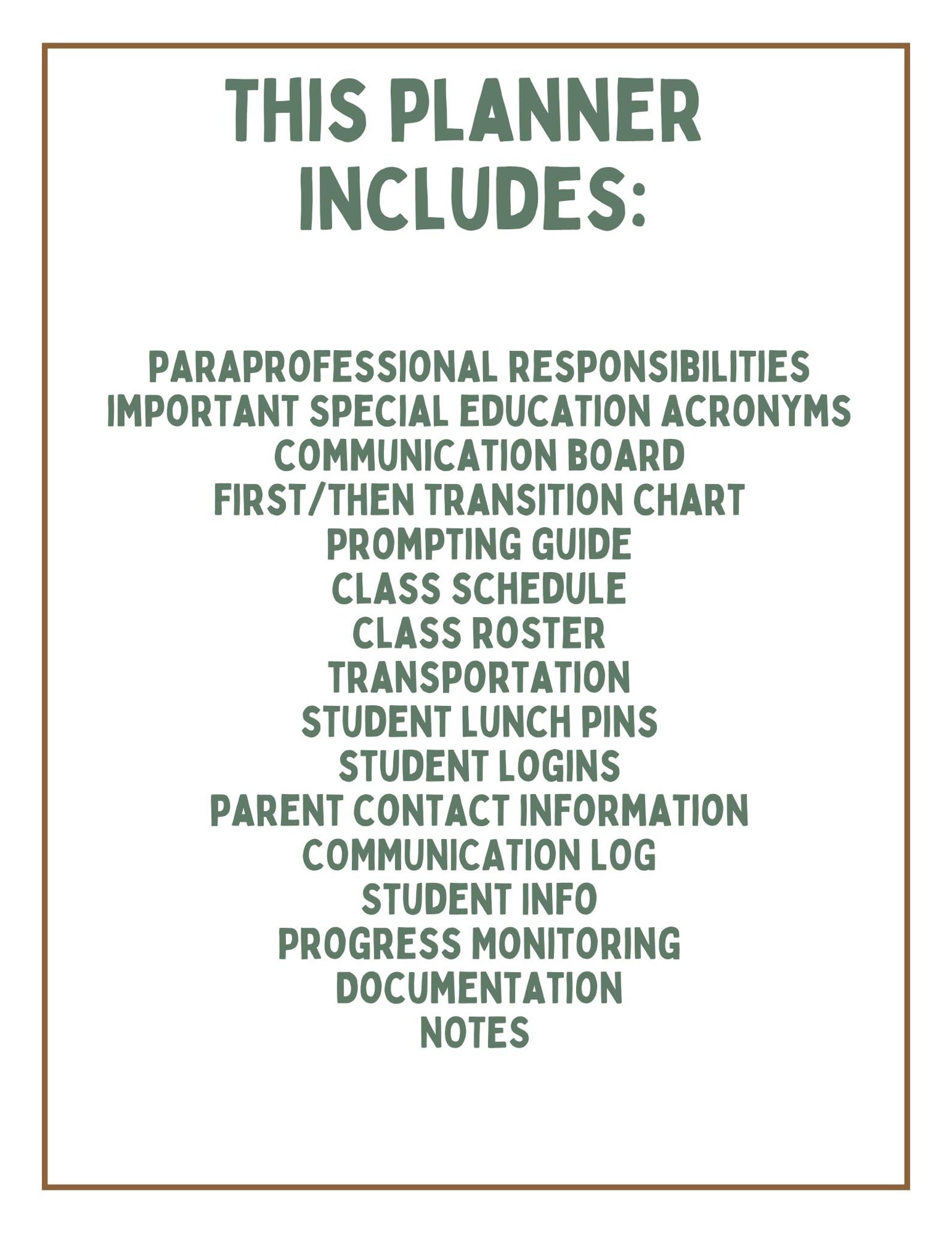 Printable Paraprofessional Planner - Etsy