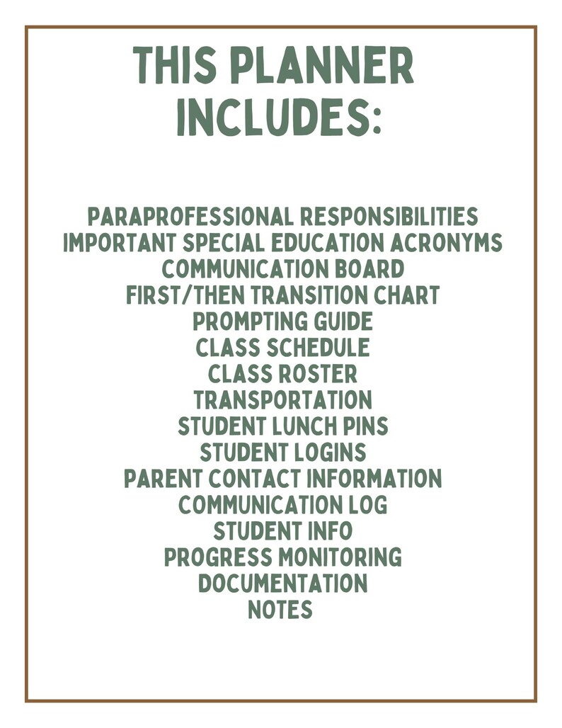 Printable Paraprofessional Planner - Etsy