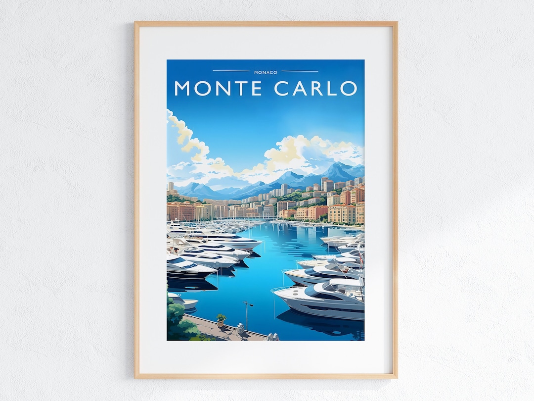 Monte Carlo Travel Poster, Monaco Harbor Art (digital Download) - Etsy