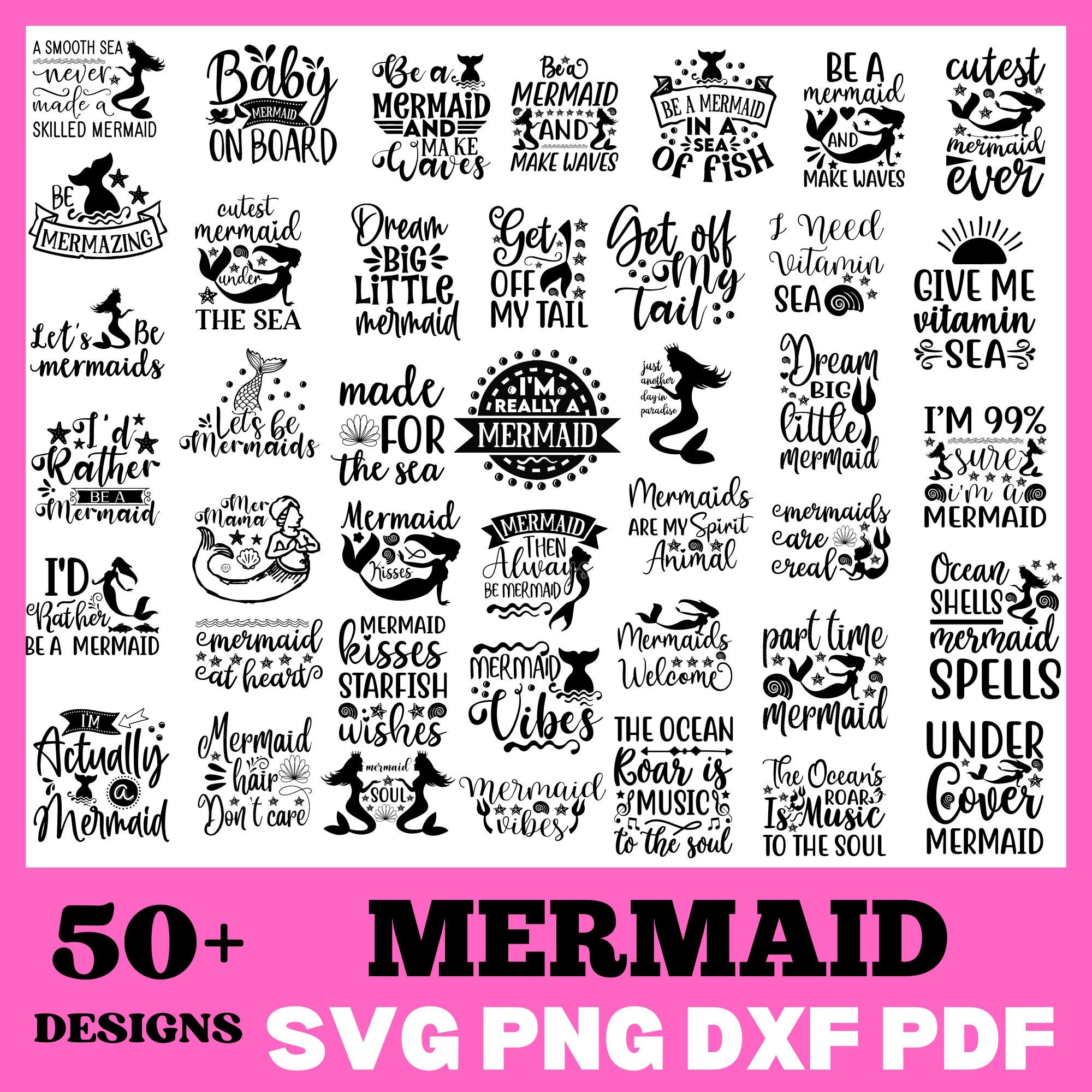 Mermaid SVG Bundle, Cut Files, Mermaid Quotes, Saying, Cricut ...