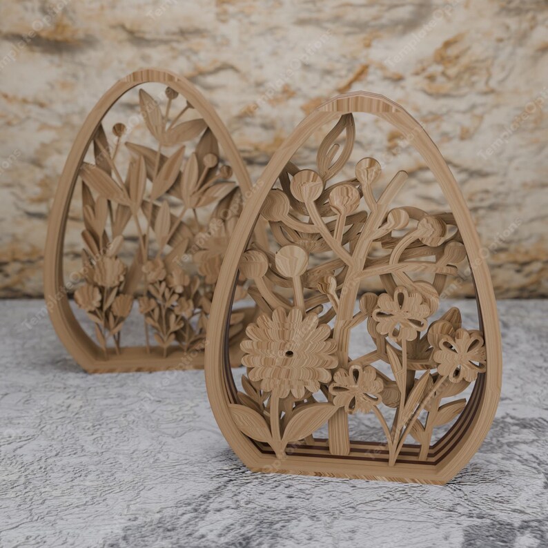 2 Easter Egg Laser Cut SVG Files for CNC and Engraving, Xtool Laser Cut, Glowforge Cut, 3D ...