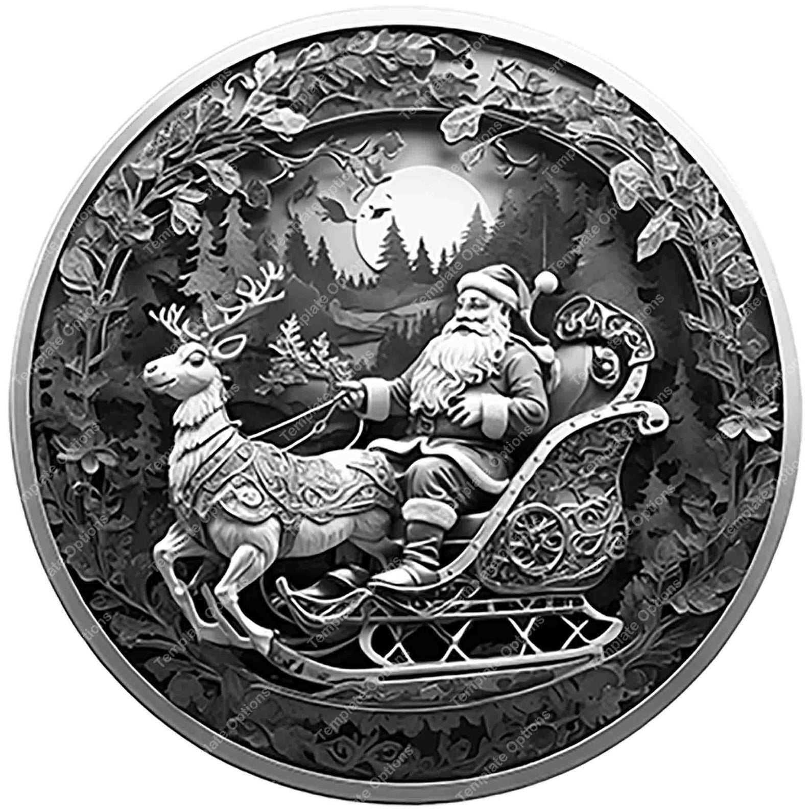 Santa Claus Laser Burn PNG, Laser Engrave File, 3D Illusion Laser File ...
