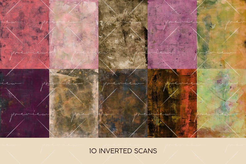 20 Rustic Textures, 14" X 20" Gelli Scans, Hand-painted Collage Papers ...