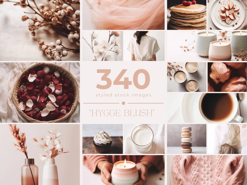 340 Styled Stock Images, Hygge Blush Collection, Aesthetic Digital Stock Photos Bundle, Feminine ...