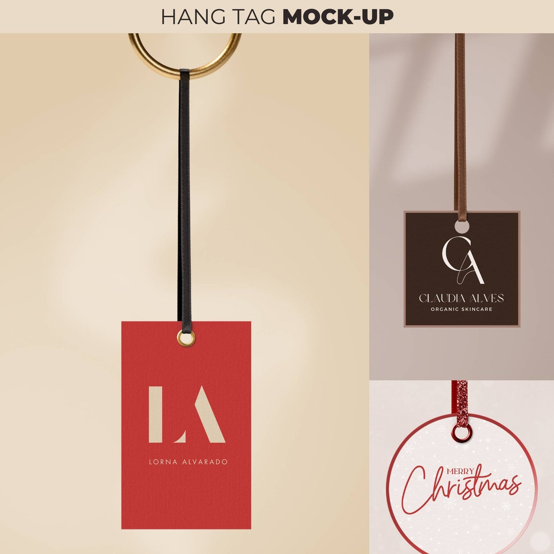 Hang Tag on Ribbon Mock-up, Customizable Gift Tag Mockup, 8 Shapes, PSD ...