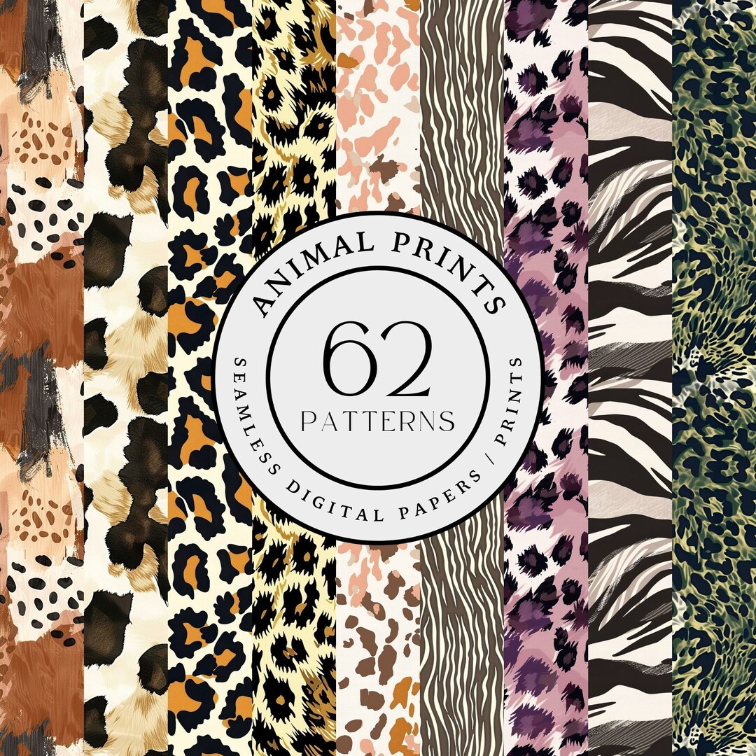62 Animal Prints, Seamless Patterns Collection, Animal Patterns Digital ...