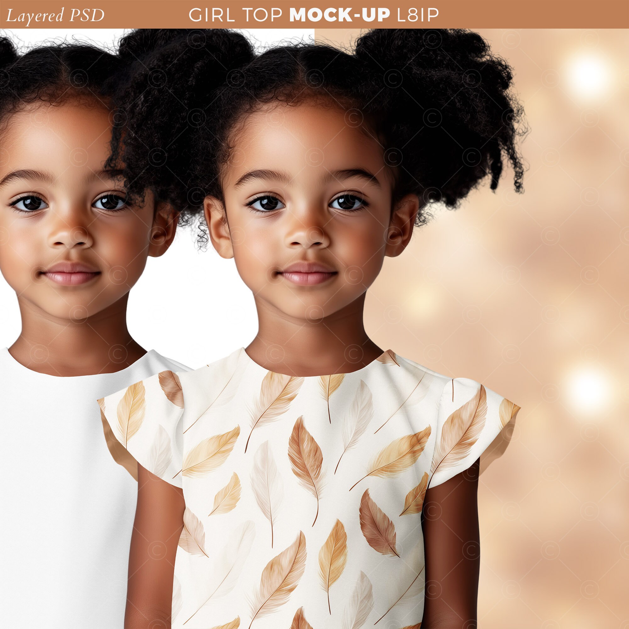 Girl Top Mock-up, Layered PSD, Kids Fashion and Textile With Seamless ...