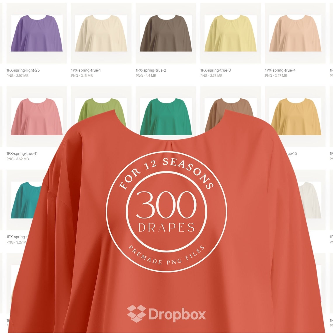 Virtual Draping Kit 1PX, 300 Digital Textile Drapes for Color Analysis ...