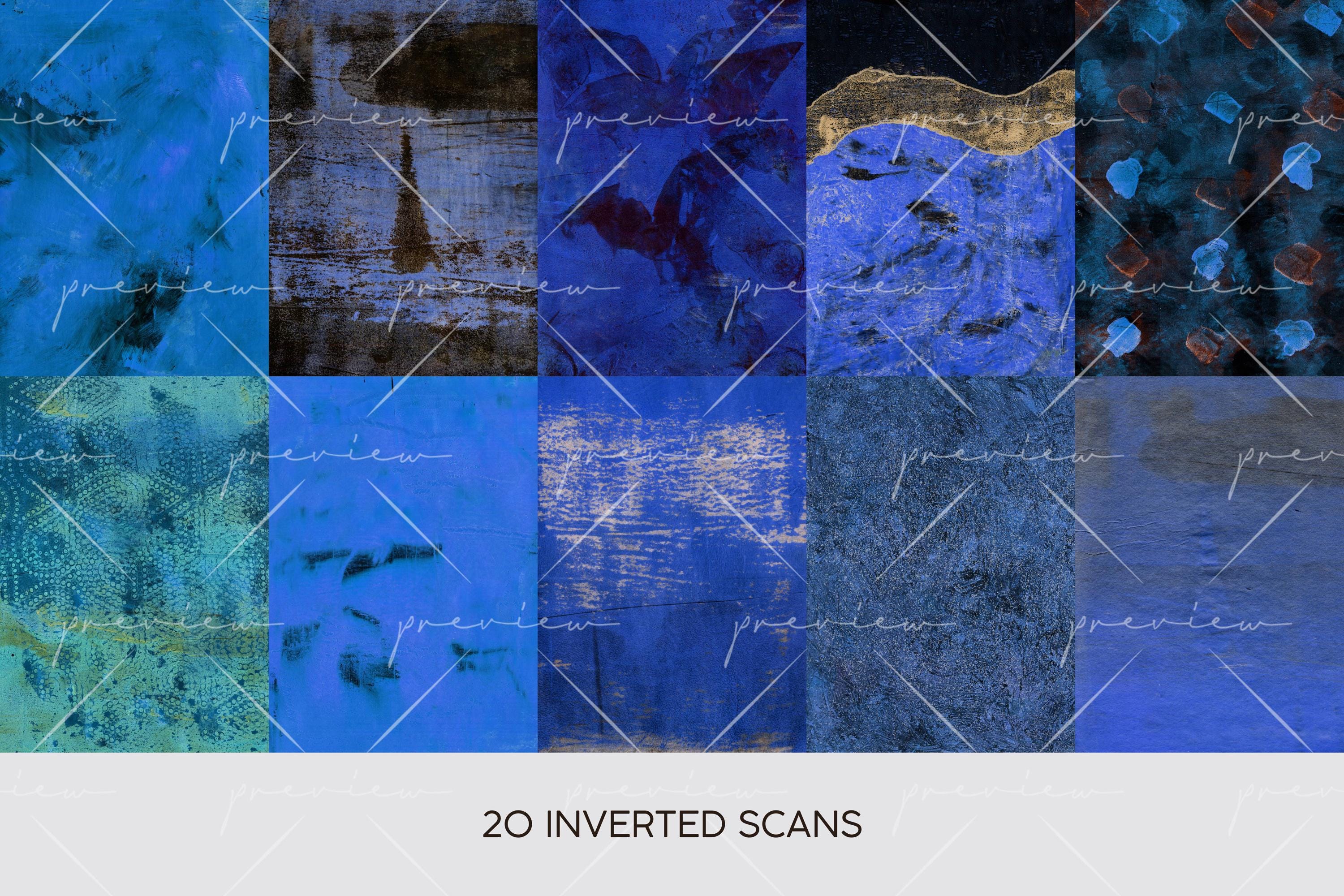 40 Blue Textures, Gelli Scans, Hand-painted Collage Papers, Studio ...