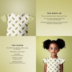 Girl Top Mock-up, Layered PSD, Kids Fashion and Textile With Seamless ...
