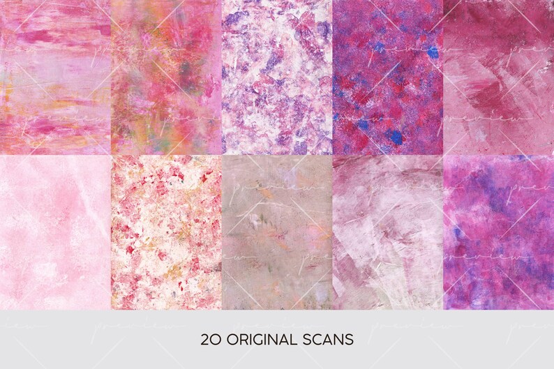 40 Pink Textures, Gelli Scans, Hand-painted Collage Papers, Studio ...