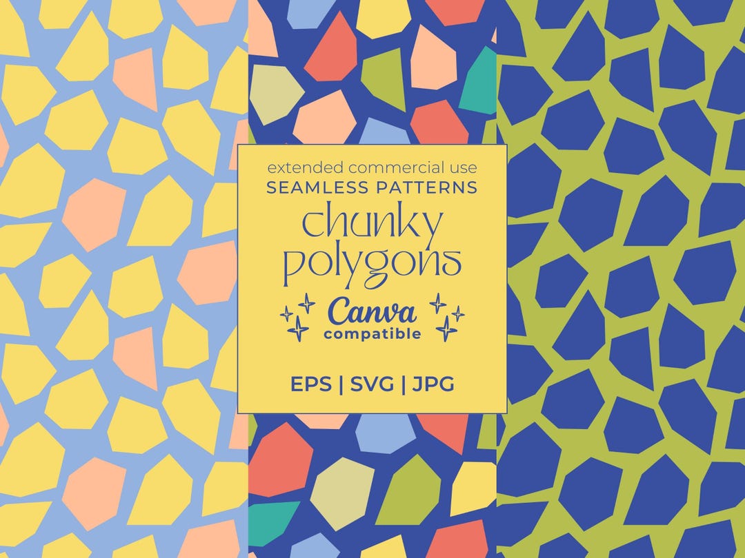 Chunky Polygons SVG Patterns, Canva Editable, Extended Commercial ...