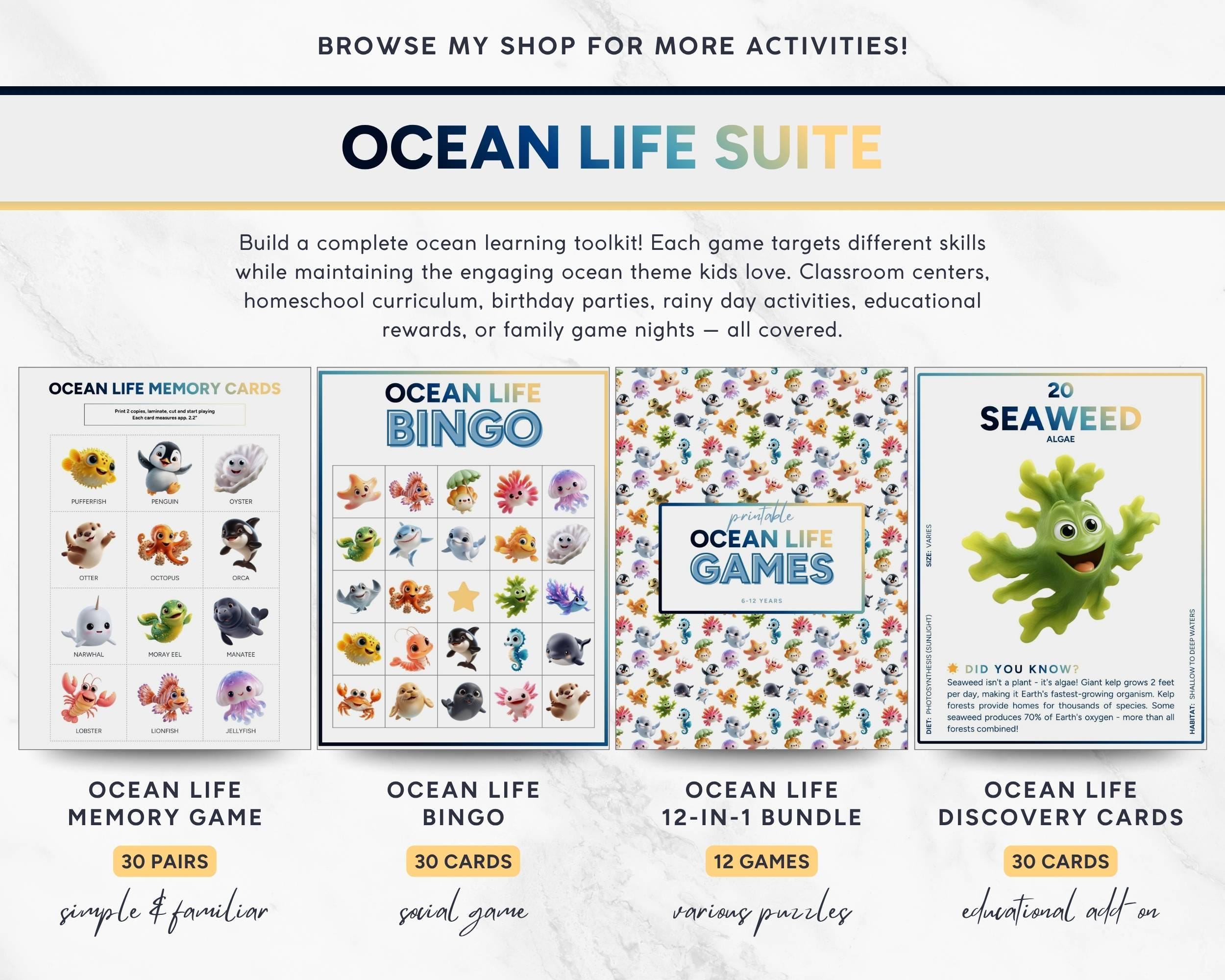 Ocean Animals Discovery Cards | Sea Life Educational Flashcards ...