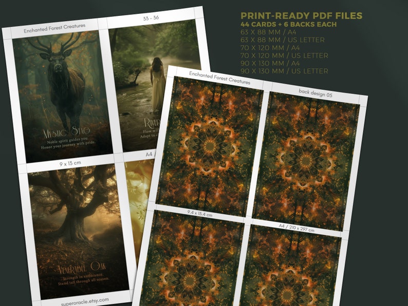 Printable Enchanted Forest Creatures Oracle Deck, 44 Cards, Print-at ...
