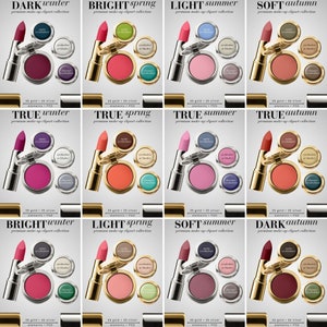 Seasonal Make-up Kit GF1, 12-tone Color Analysis, Metallic Flatlay ...