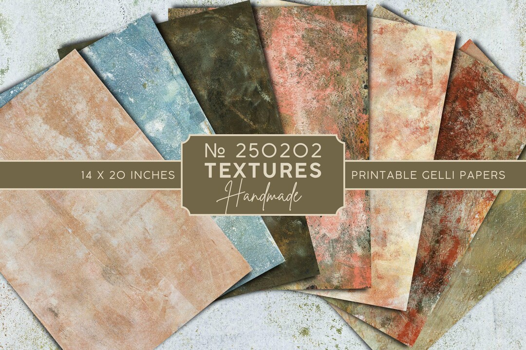 20 Rustic Textures, 14" X 20" Gelli Scans, Hand-painted Collage Papers ...